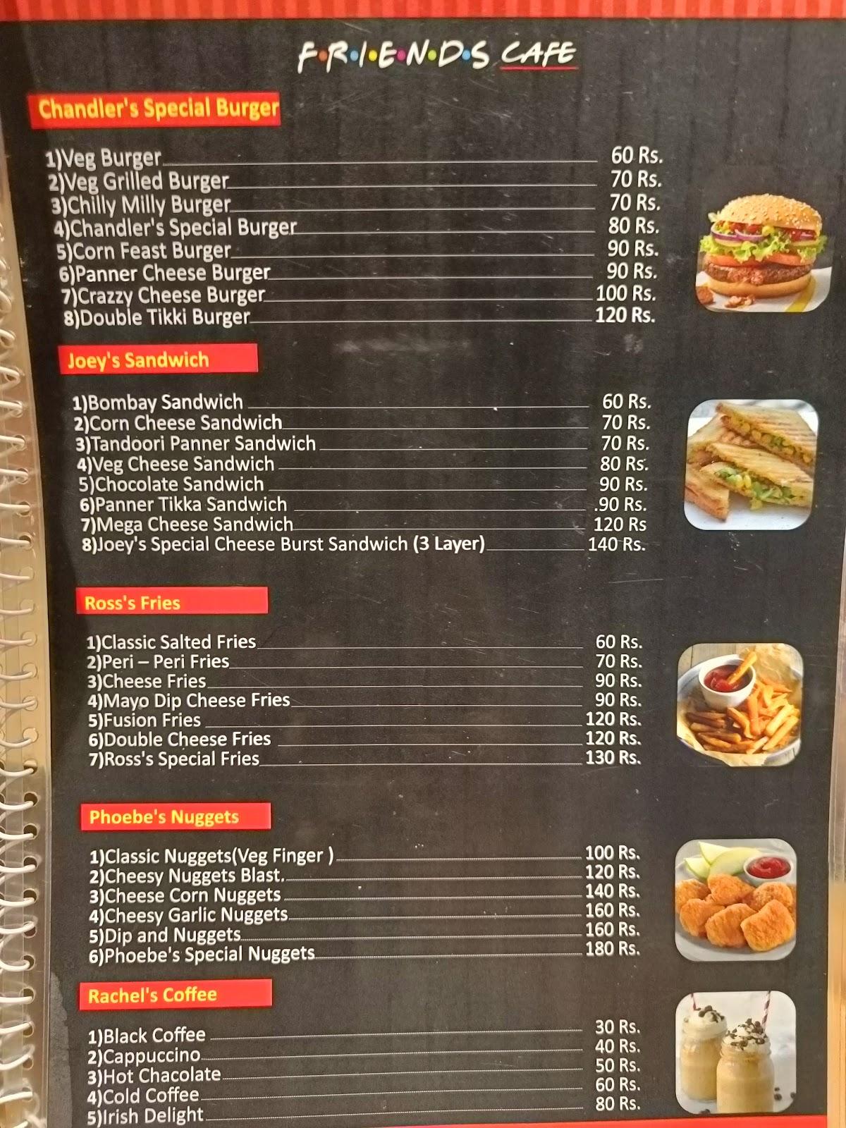 Menu at Friends Cafe, Shirala