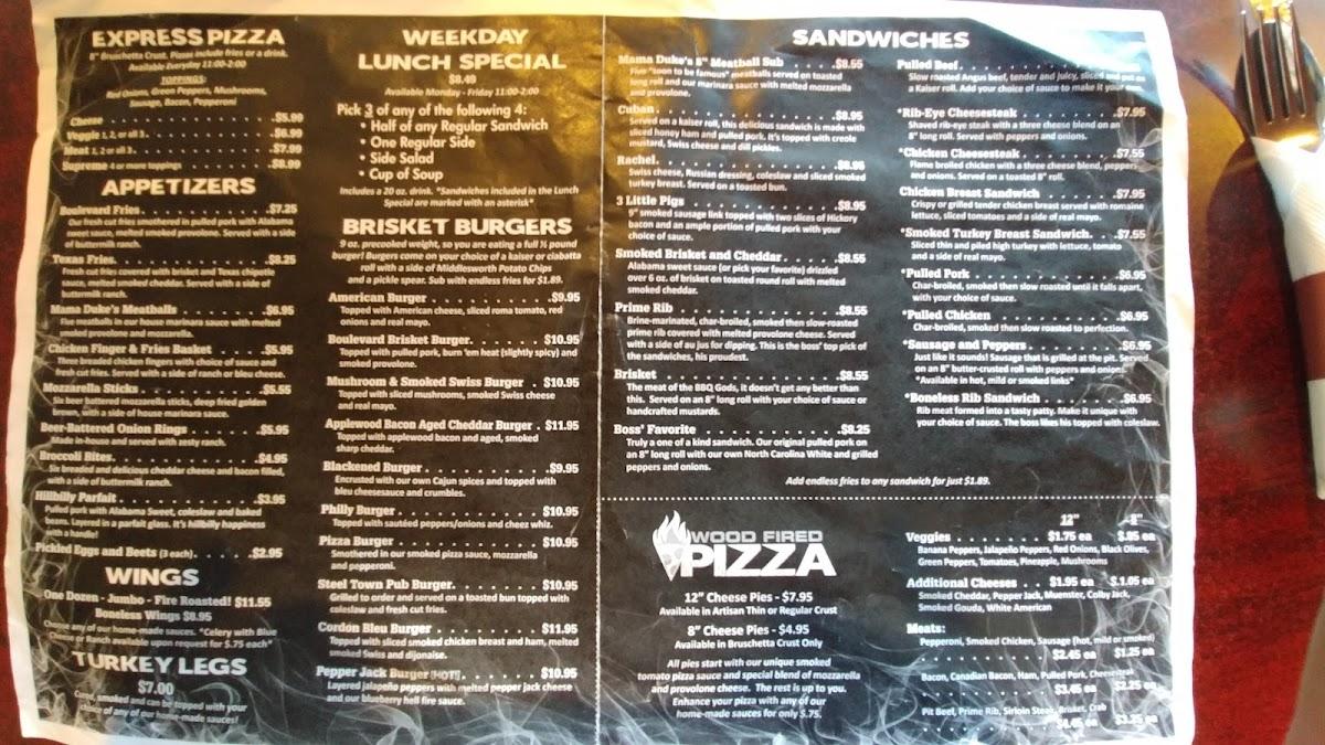 Menu at BlackJack BBQ, Burnham