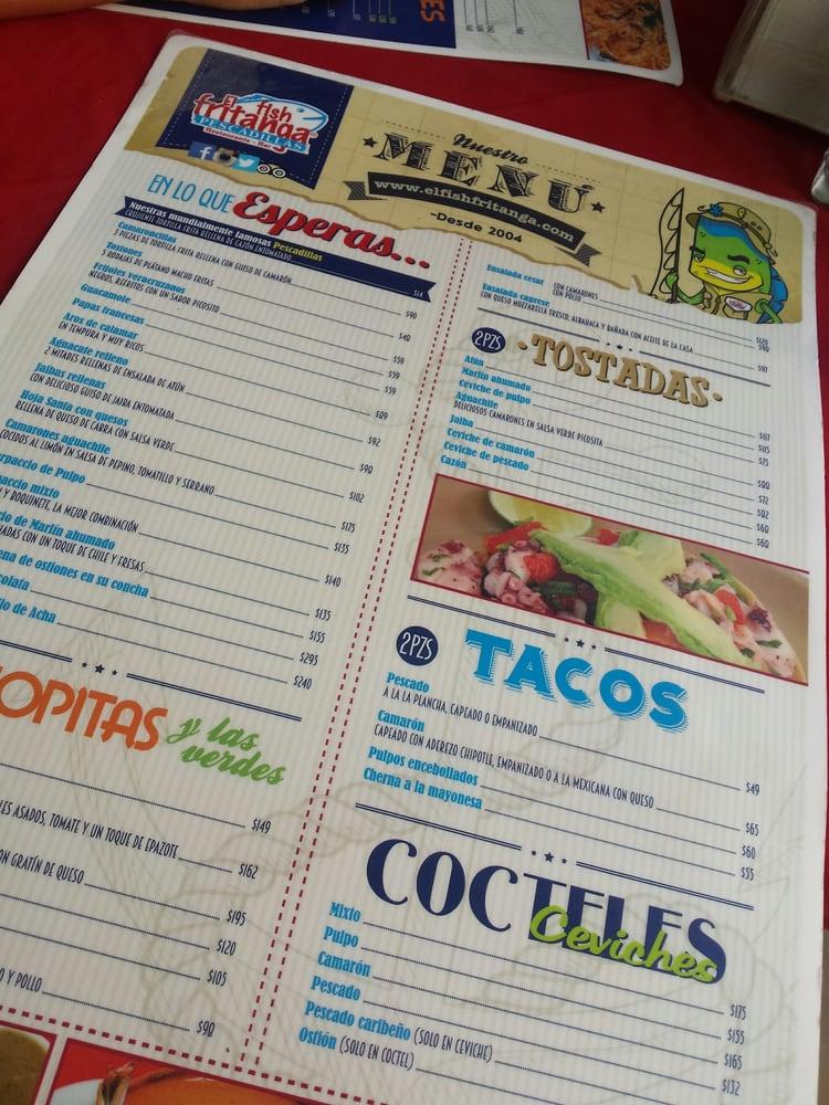 Menu at El Fish Fritanga restaurant, Cancún, Blvd. Kukulcan