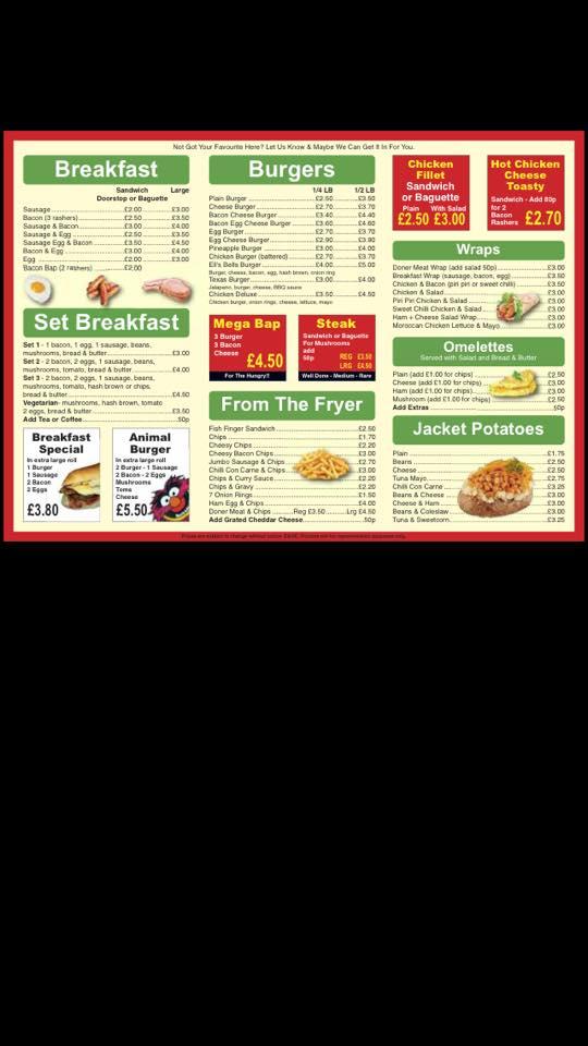 Menu at Ell's kitchen - perry road Witham restaurant, Witham