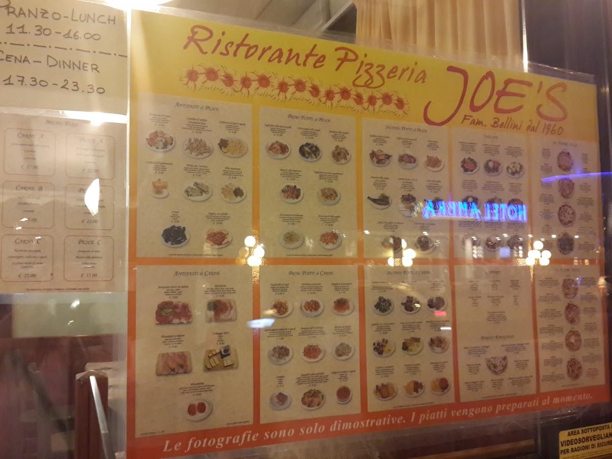 Menu at Joe's Il Marinaio restaurant, Rimini