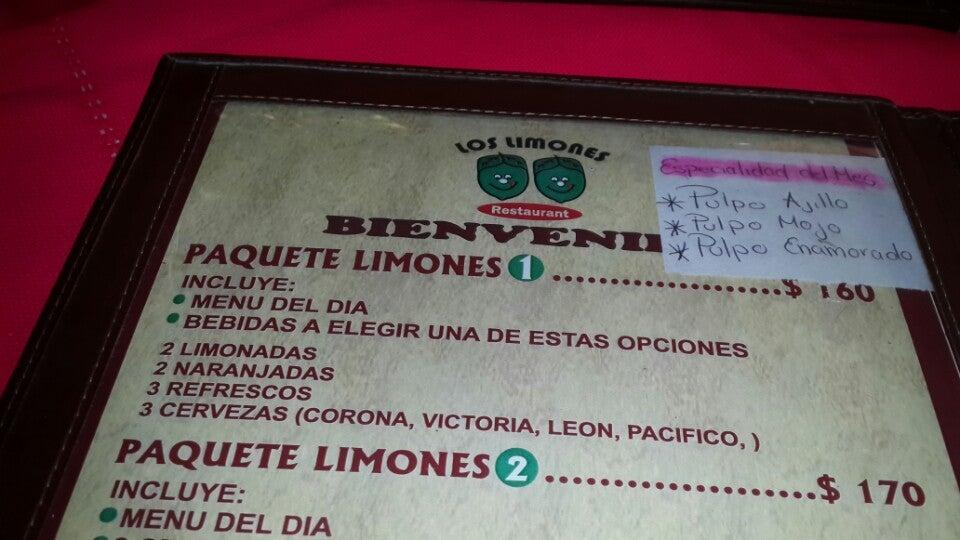 Carta de Los Limones Restaurant, Alpuyeca