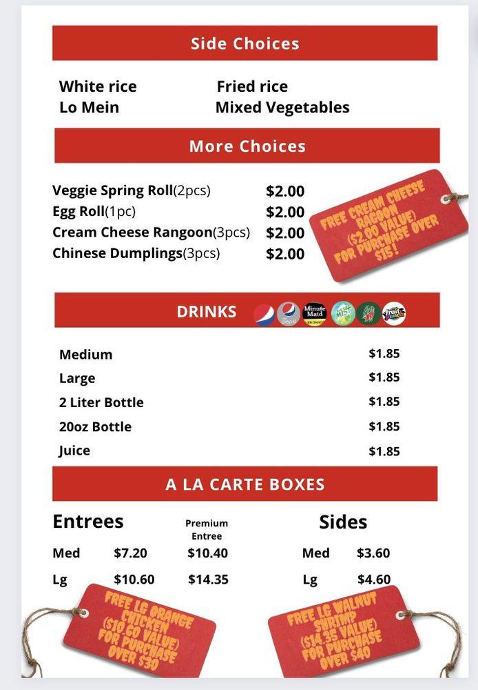 Menu at Panda Eatery restaurant, Fort Lauderdale