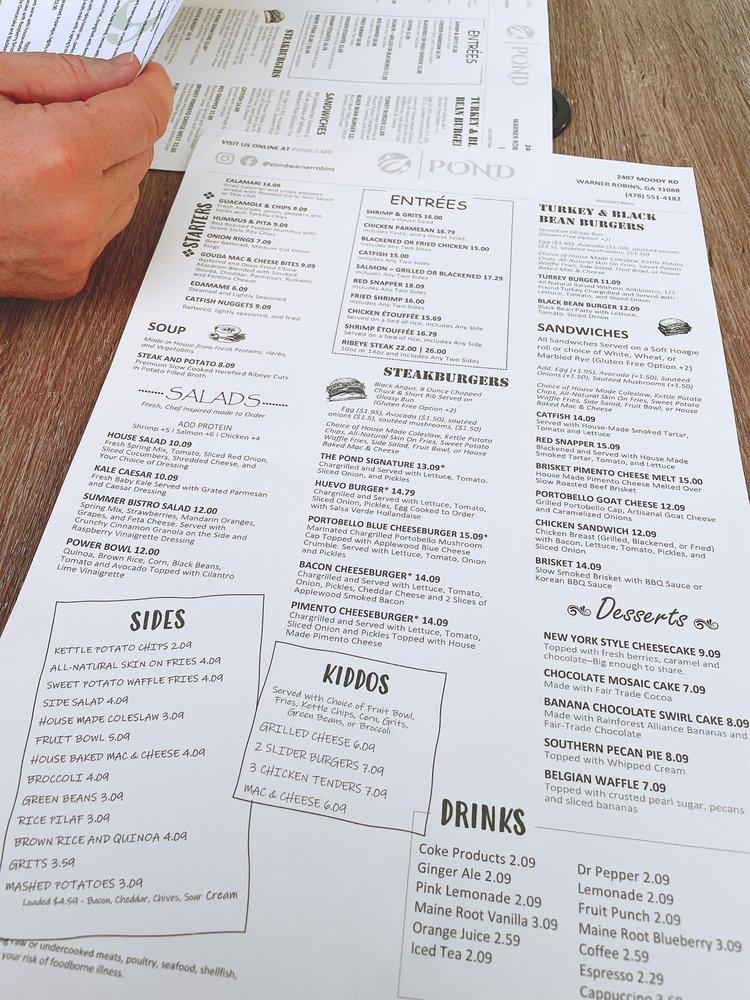 Menu at Pond Restaurant, Warner Robins