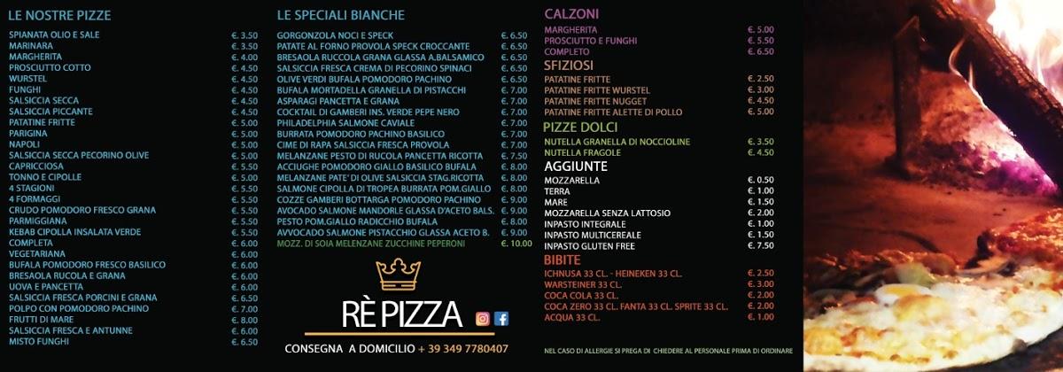 Menu at Ré Pizza restaurant, Olbia