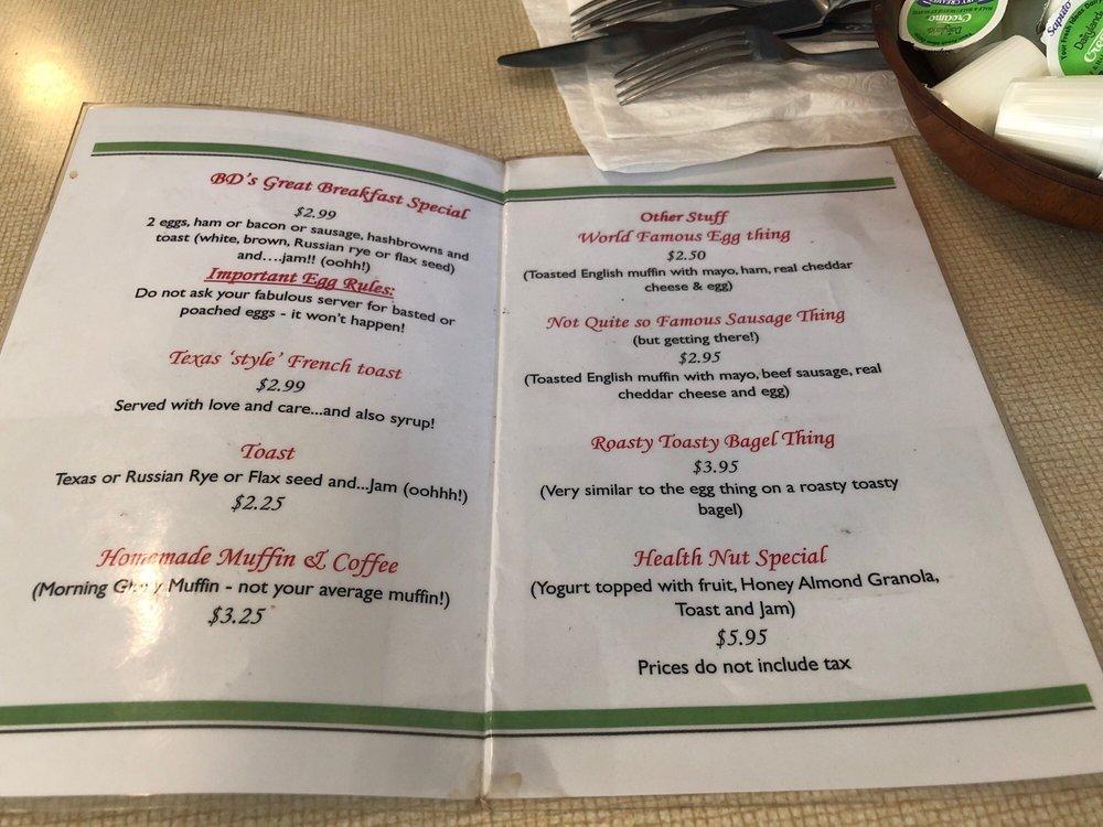 Menu at The Brown Derby Cafe, Armstrong