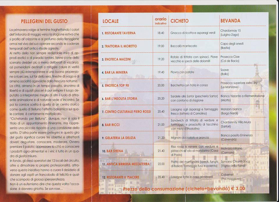 Carta de Bar Ricci, Belluno