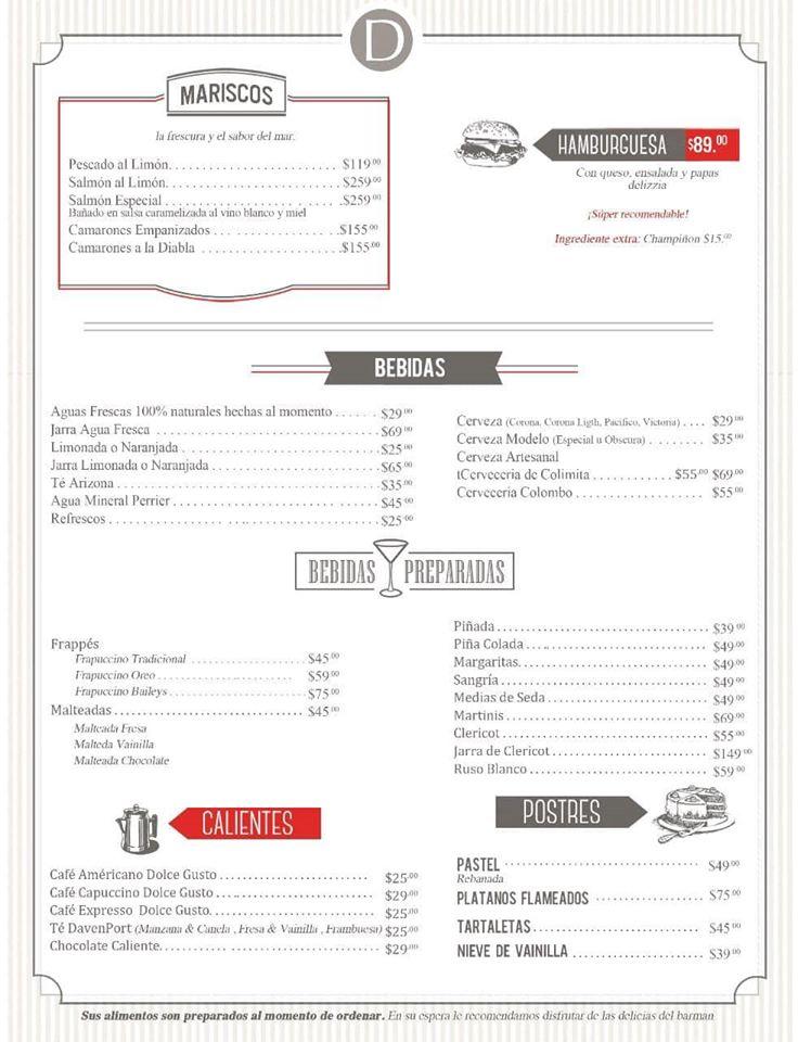 Carta del restaurante Delizzia, Ciudad Guzmán