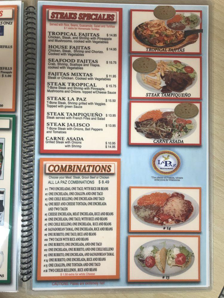 Menu at La Paz Grocery & Restaurant, Marshall