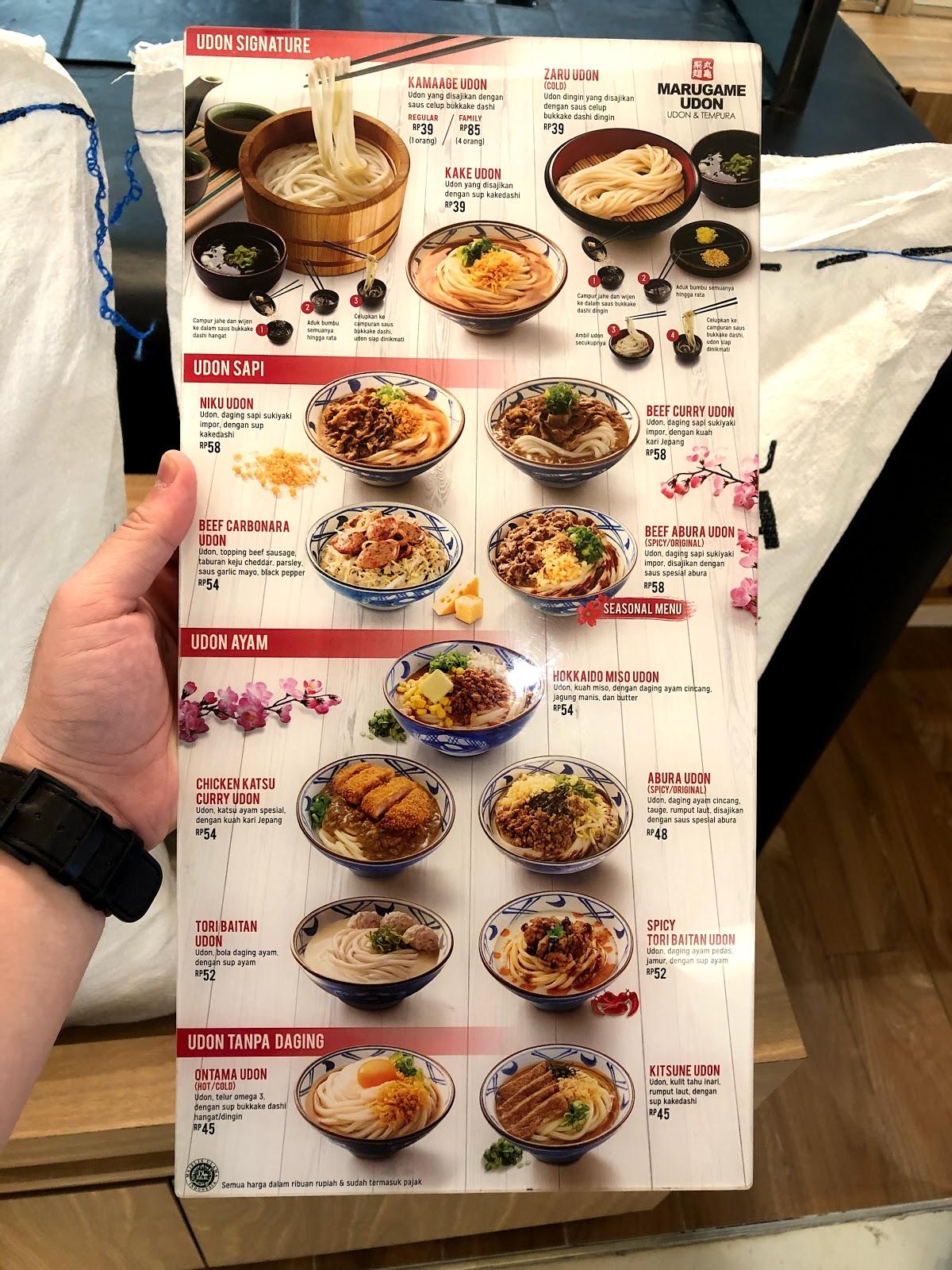 Menu at Marugame Udon Palembang Icon restaurant, Palembang