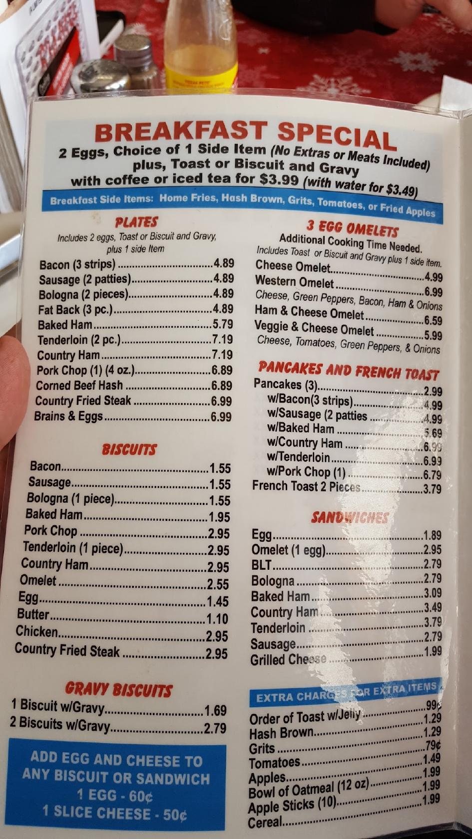 Menu at Skips Restaurant, Martinsville, 900 Starling Ave