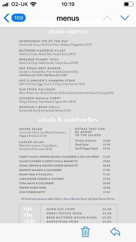 Menu at Stocks Tavern pub & bar, Up Holland