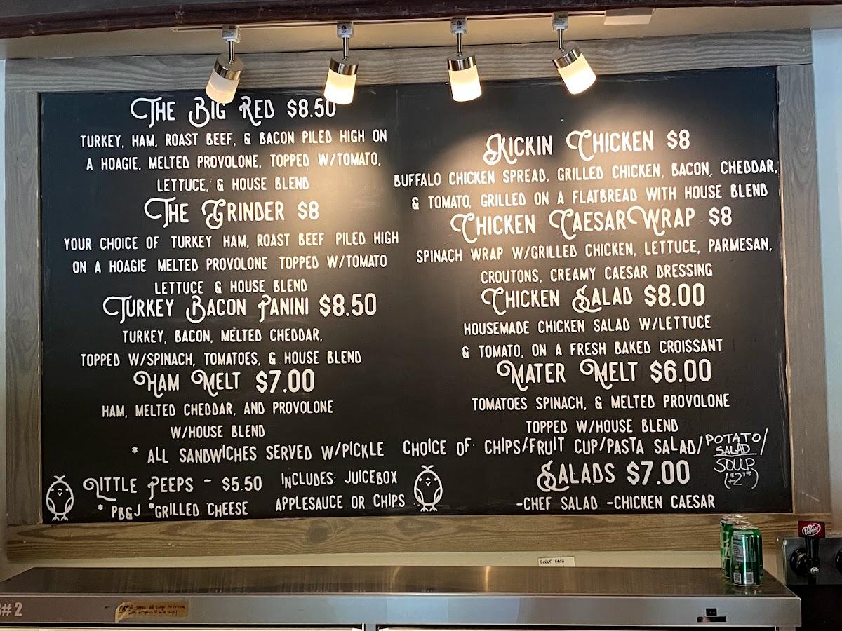 Menu at Big Red's Cafe, Kings Mountain