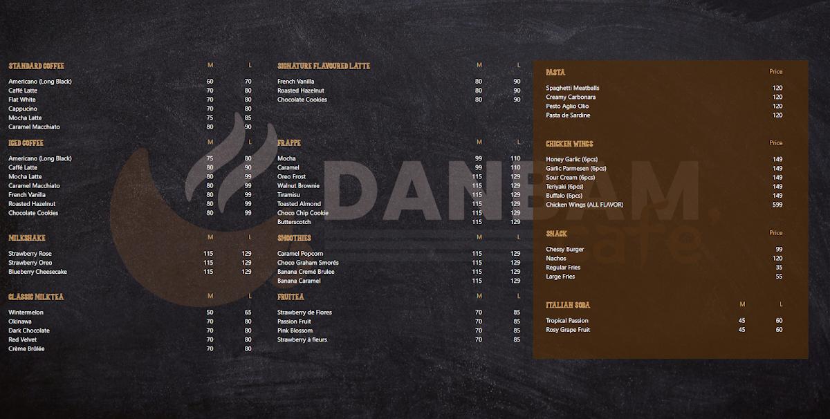 Menu at Danbam Cafe, Quezon City