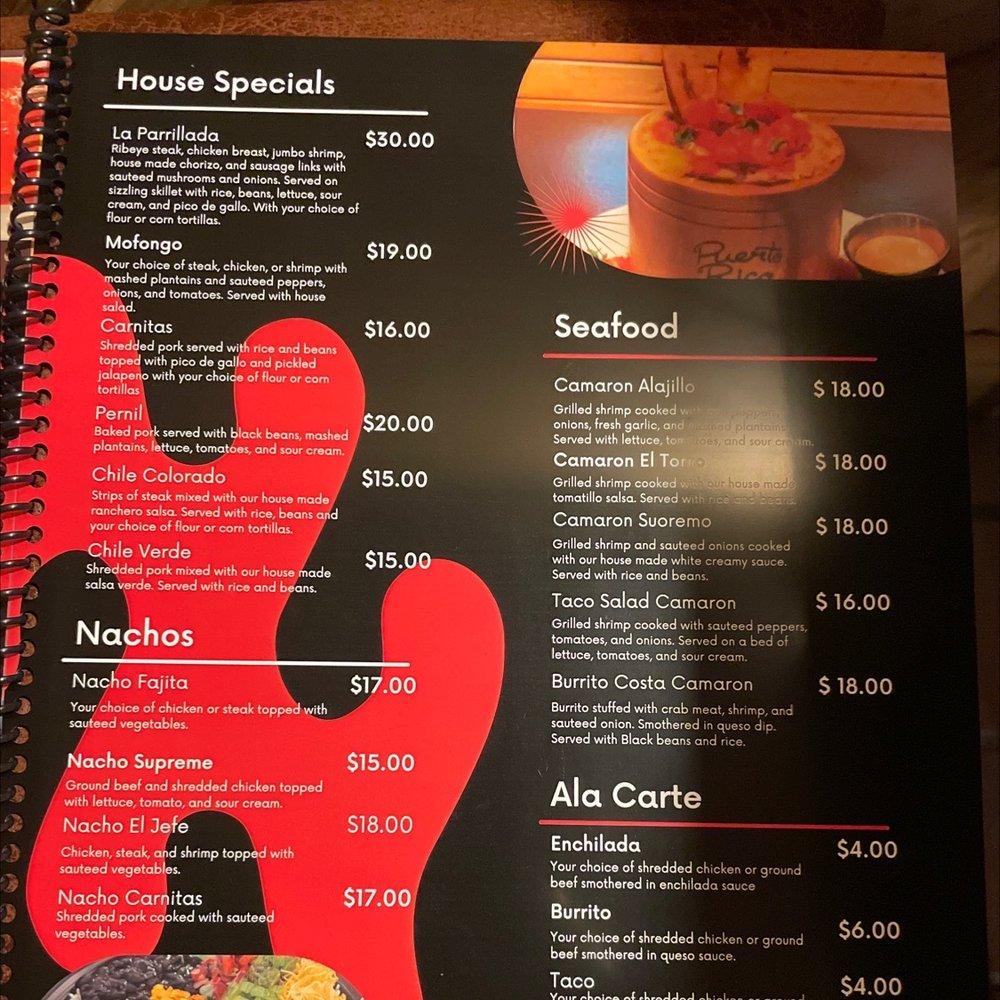 Menu at El Toro Latin Cuisine restaurant, Manistee