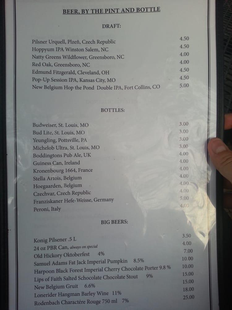 Menu at Europa Bar & Cafe, Greensboro