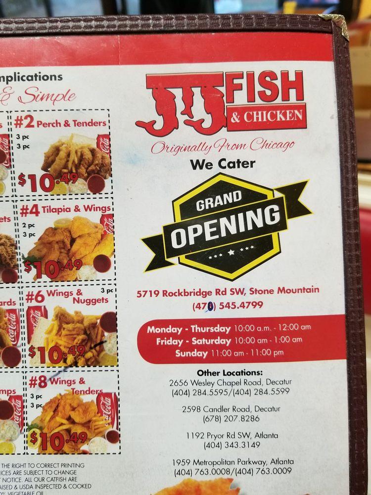 Menu at JJ’s Fish and Chicken restaurant, Stone Mountain, Rockbridge Rd SW