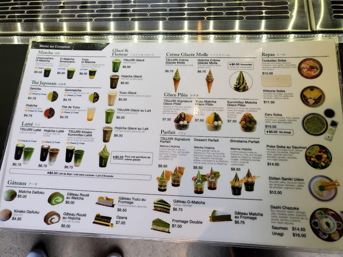 Menu at TSUJIRI Montreal restaurant, Montréal