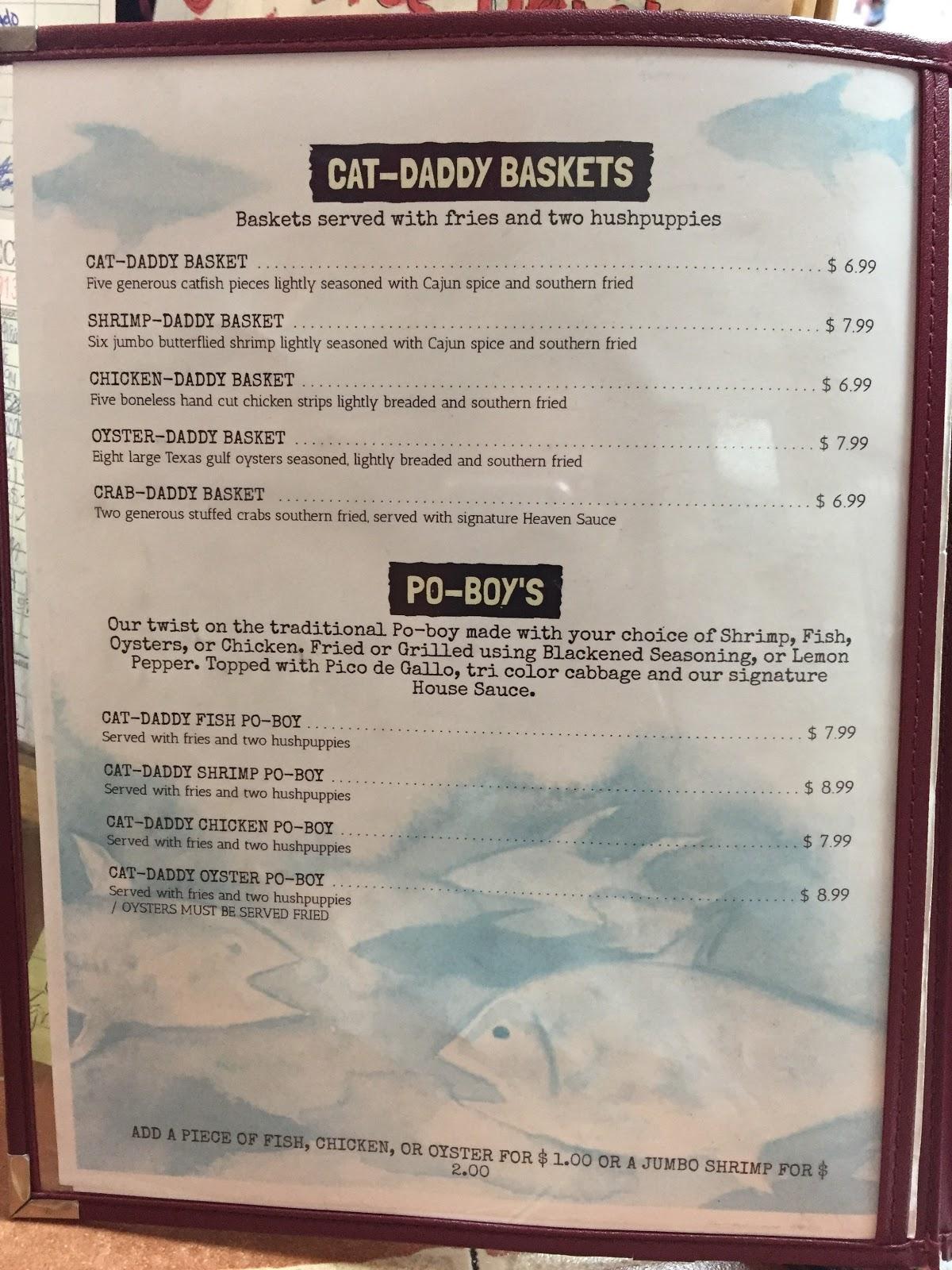 Menu at Cat Daddy's Kitchen restaurant, Crosby, FM 2100