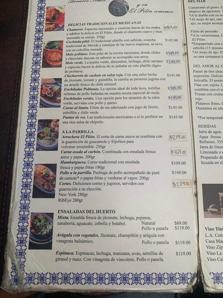 Menu at El Pilón de Los Arrieros restaurant, Guadalajara