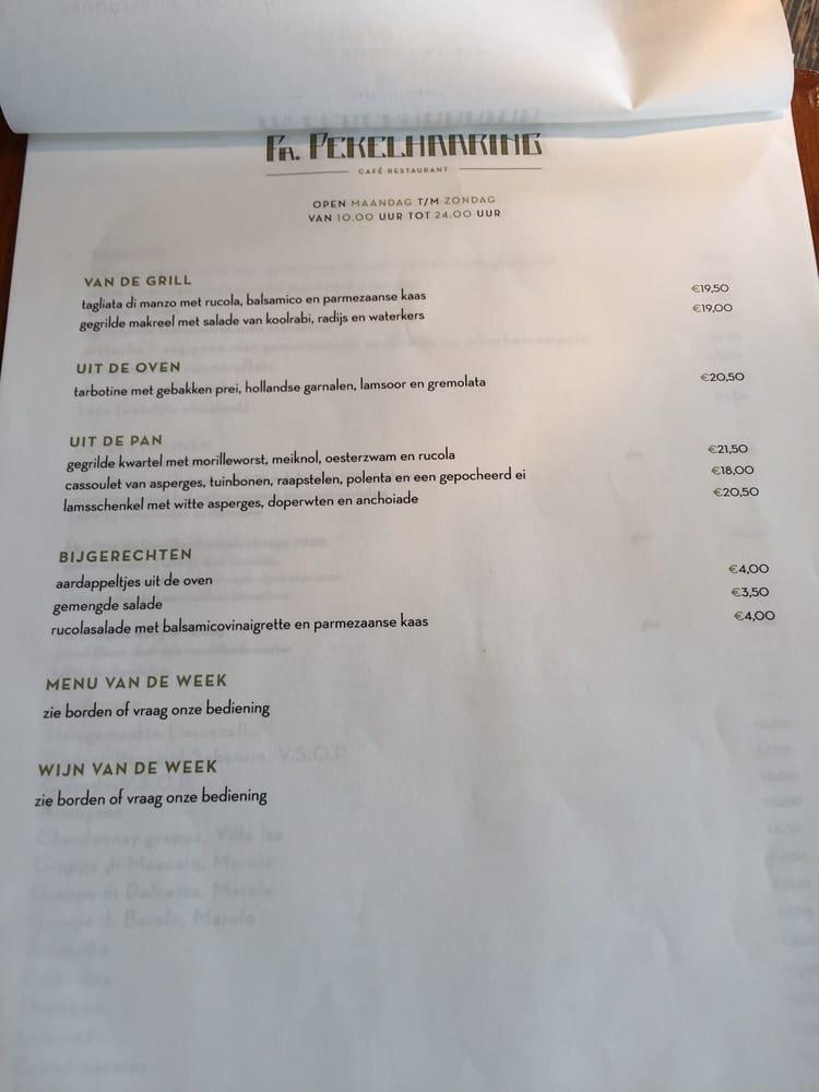 Menu at Fa. Pekelhaaring, Amsterdam