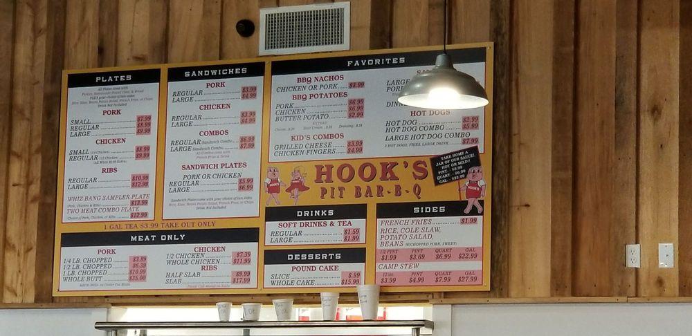 Menu at Hook's BBQ, Enterprise