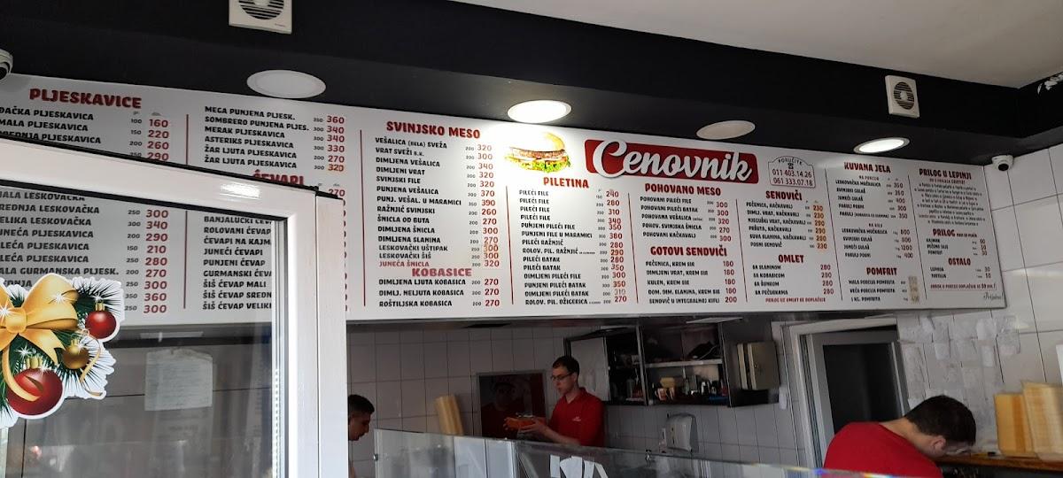 Menu at LESKO ŽAR restaurant, Belgrade, Patrisa Lumumbe 71g