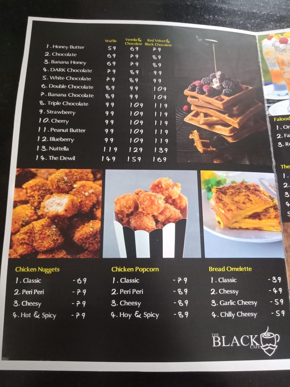Menu at THE BLACK CAFE, Marthandam
