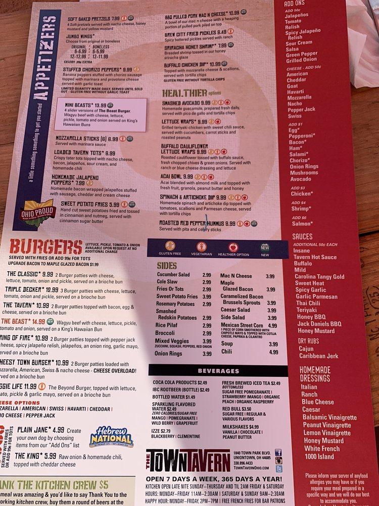 Menu at The Town Tavern pub & bar, Green