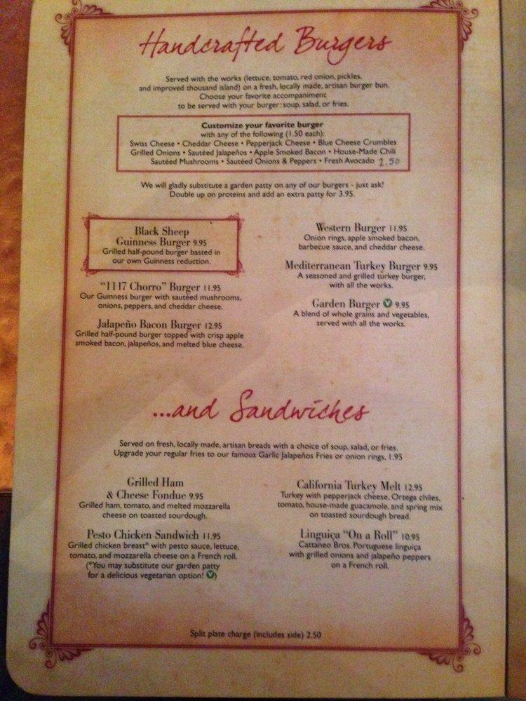 Menu at Black Sheep Bar & Grill, San Luis Obispo