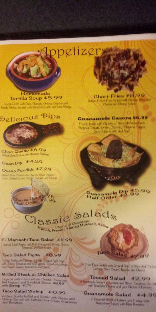 Menu at El Mariachi Mexican Grill restaurant, Albion