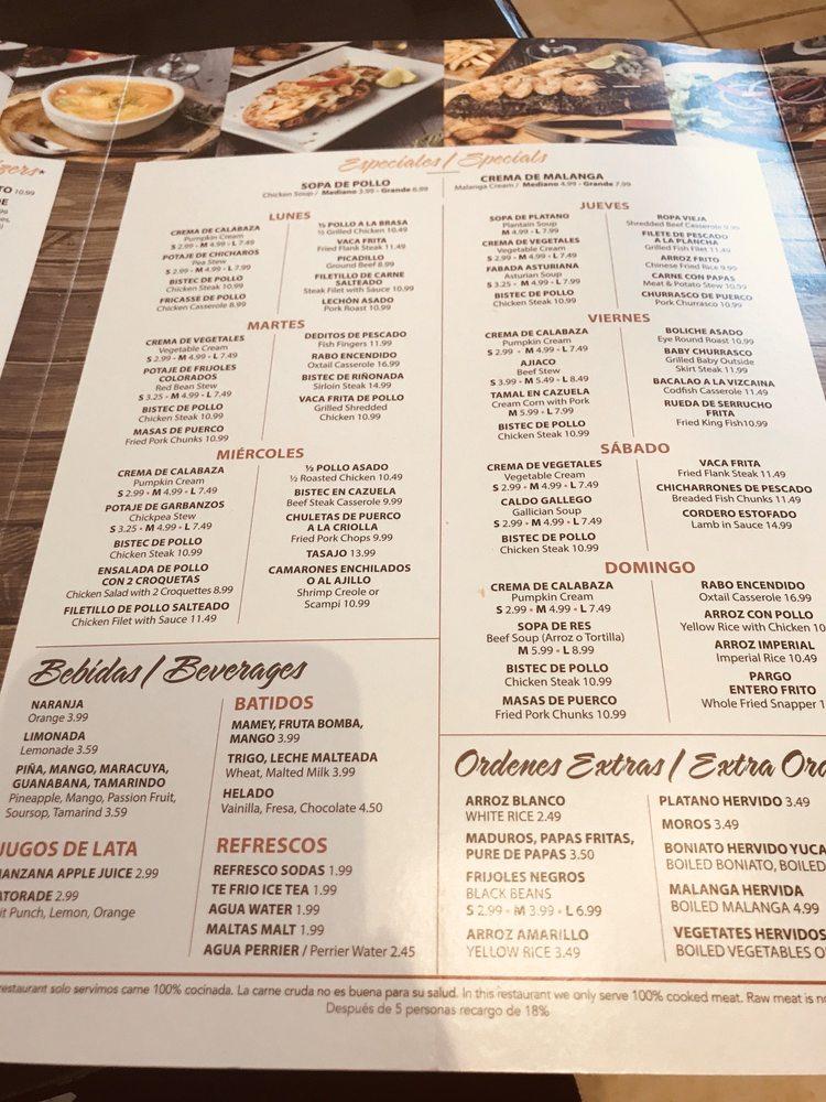 Menu at El Rinconcito Latino Sunset Drive restaurant, Kendall West, SW ...