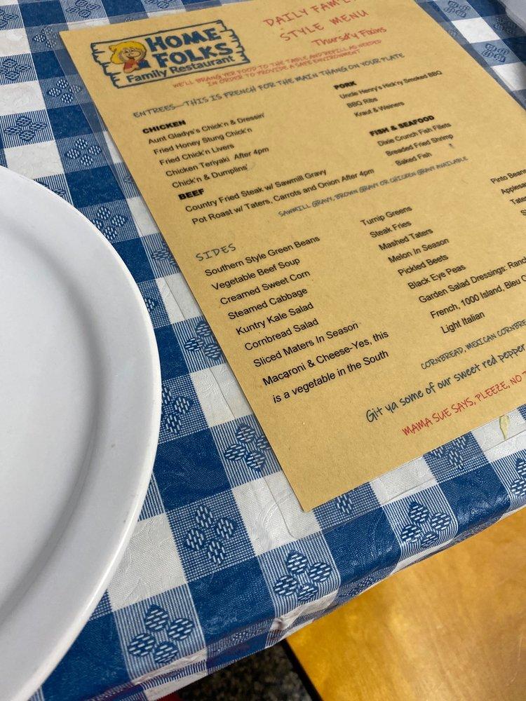 Menu at Home Folks Family Restaurant, Soddy-Daisy