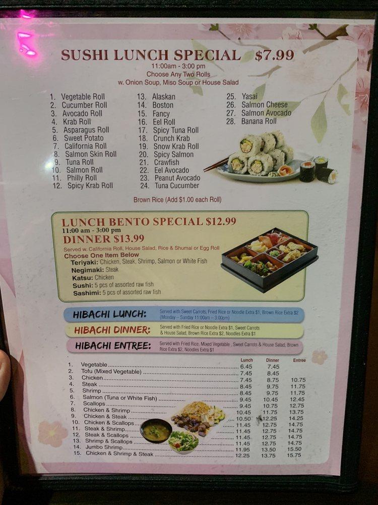 Menu at O.E.C. Japanese Sushi & Hibachi restaurant, Largo
