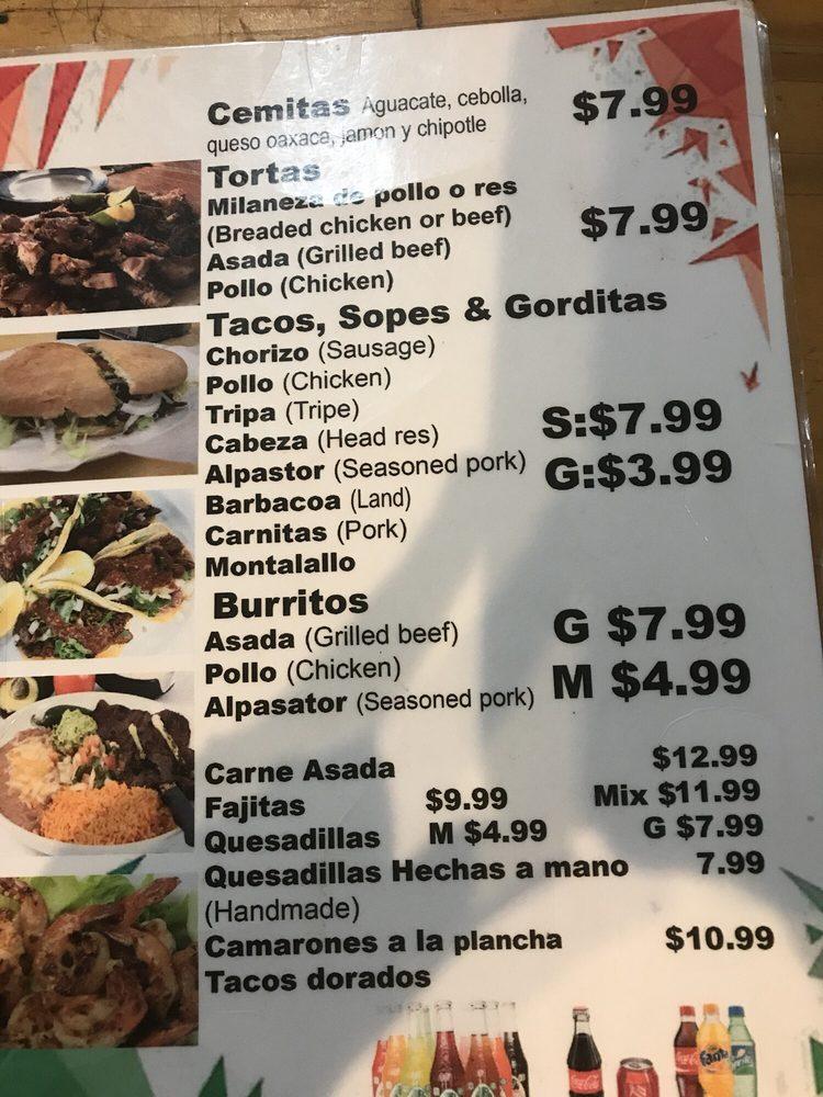 Menu at Palacios Mexican Restaurant, St. Louis