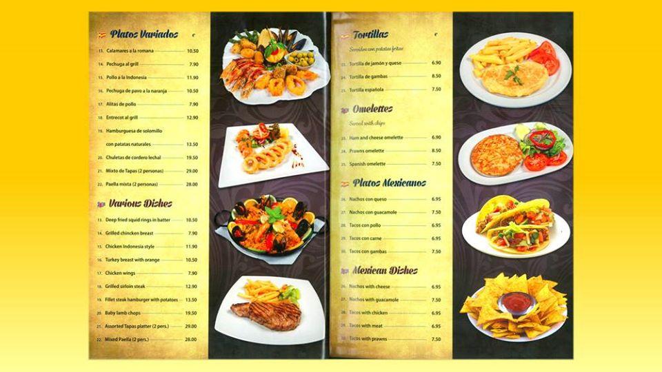 Menu at Fran's Gourmet restaurant, Puerto Rico de Gran Canaria