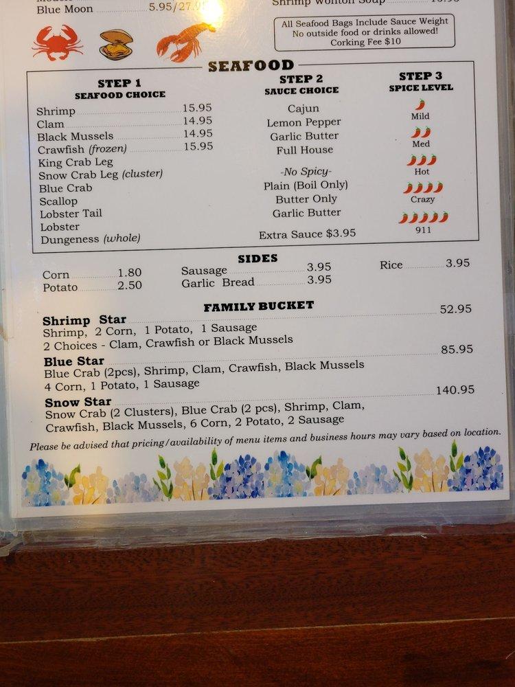Menu at Star Crab restaurant, Upland