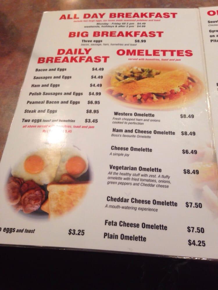 Menu at The Checkerboard Restaurant, Kitchener