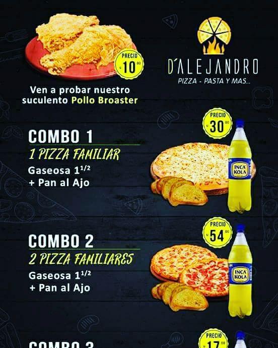 Menu at D Alejandro Importaciones restaurant, San Juan de Miraflores
