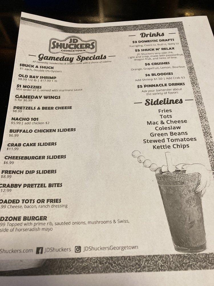 Menu at JD Shuckers Georgetown desserts, Georgetown