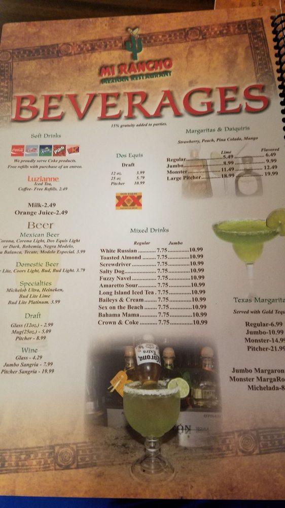 Menu at Mi Pueblo Mexican Restaurant, Aiken, Richland Ave W