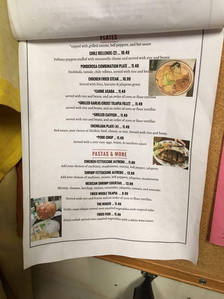 Menu at Ponderosa Restaurant, Snyder