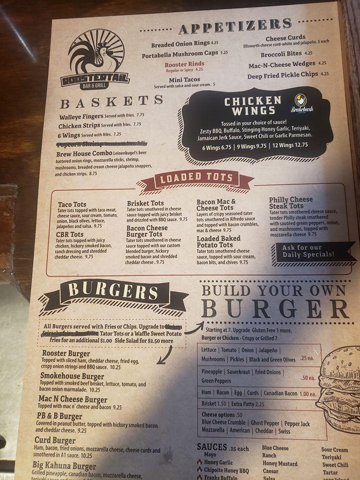 Menu at Roostertail Bar & Grill, Durand