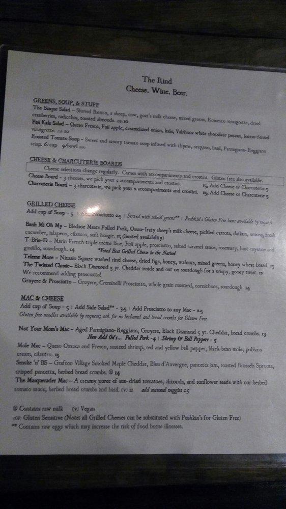 Menu at The Rind pub & bar, Sacramento, L St #40