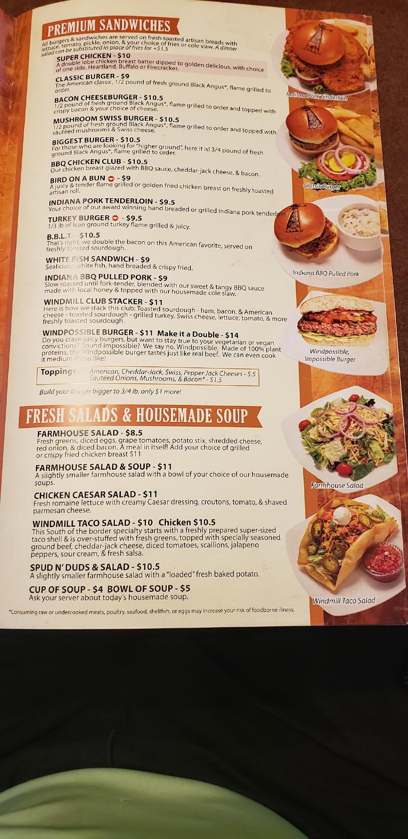 Menu at Windmill Grill BBQ, Kokomo