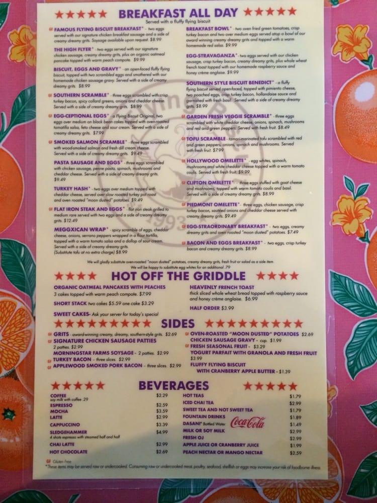 Menu at The Flying Biscuit Cafe, Peachtree City