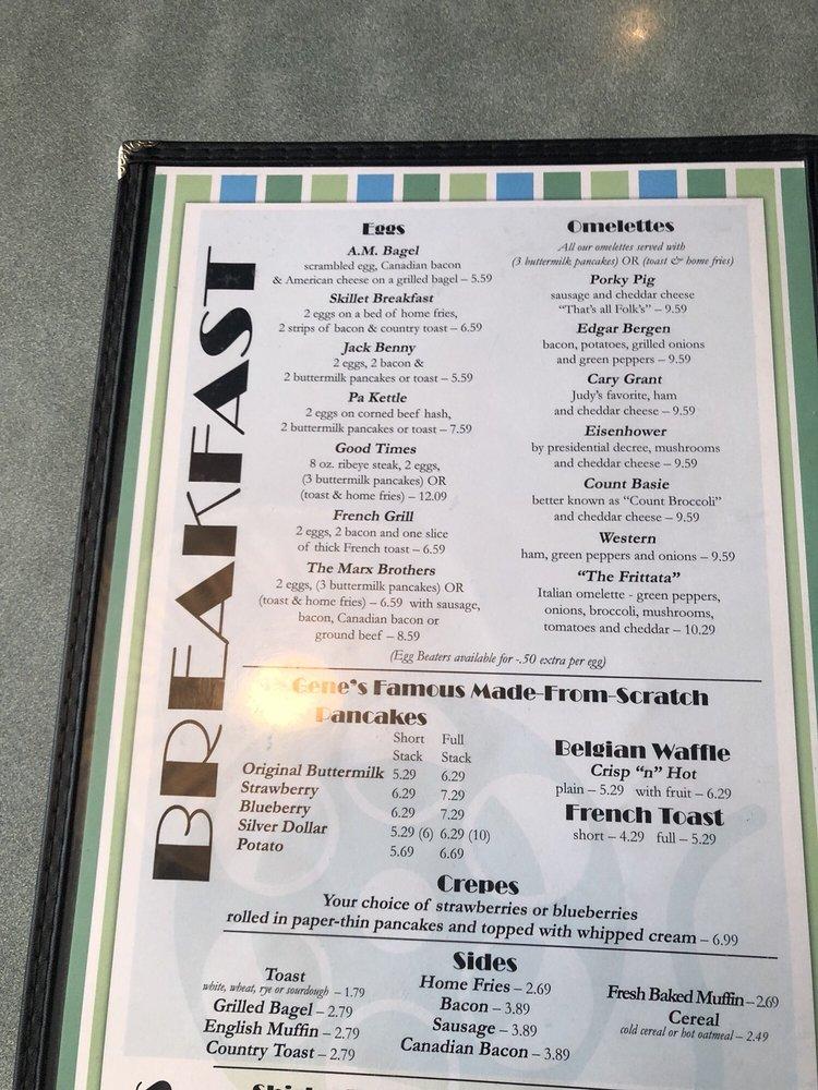 Menu at Gene's Place To Dine restaurant, Cleveland