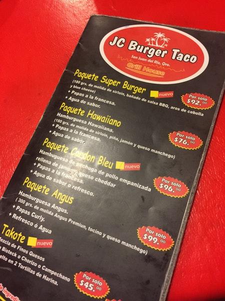 Menu at Jc Burger Taco restaurant, San Juan del Río, Av. Constituyentes ...