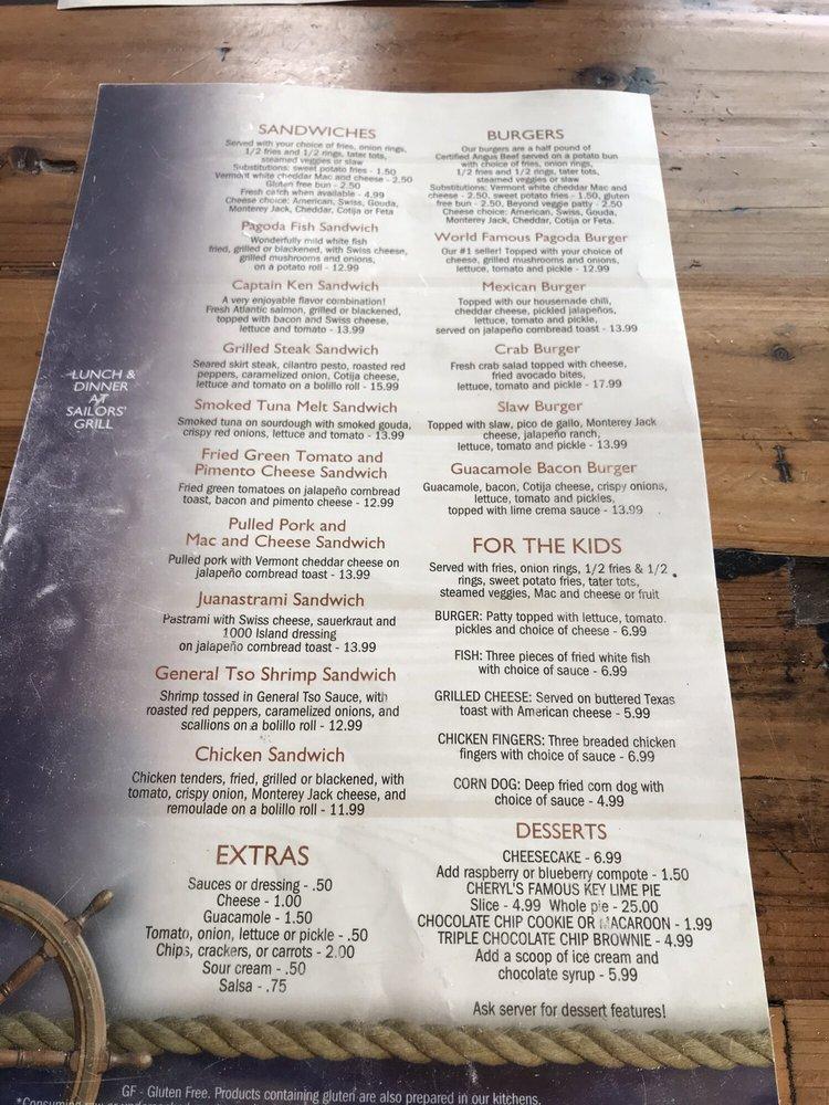 Menu at Sailors Grill pub & bar, Navarre
