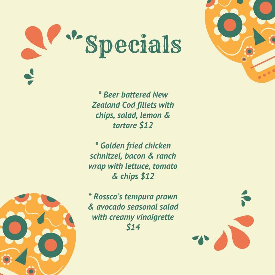 Menu at Rossco's Cafe, Kempsey